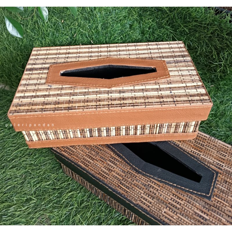 Jual Box Tissue Meja Ethnic Bahan Anyaman Lidi Kelapa List Pinggir ...