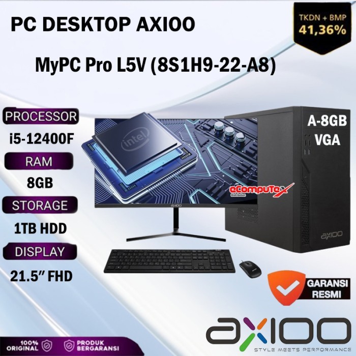 Jual PC DESKTOP AXIOO MYPC PRO L5V (8S1H9-22-A8) i5-12400F 8GB/128GB ...