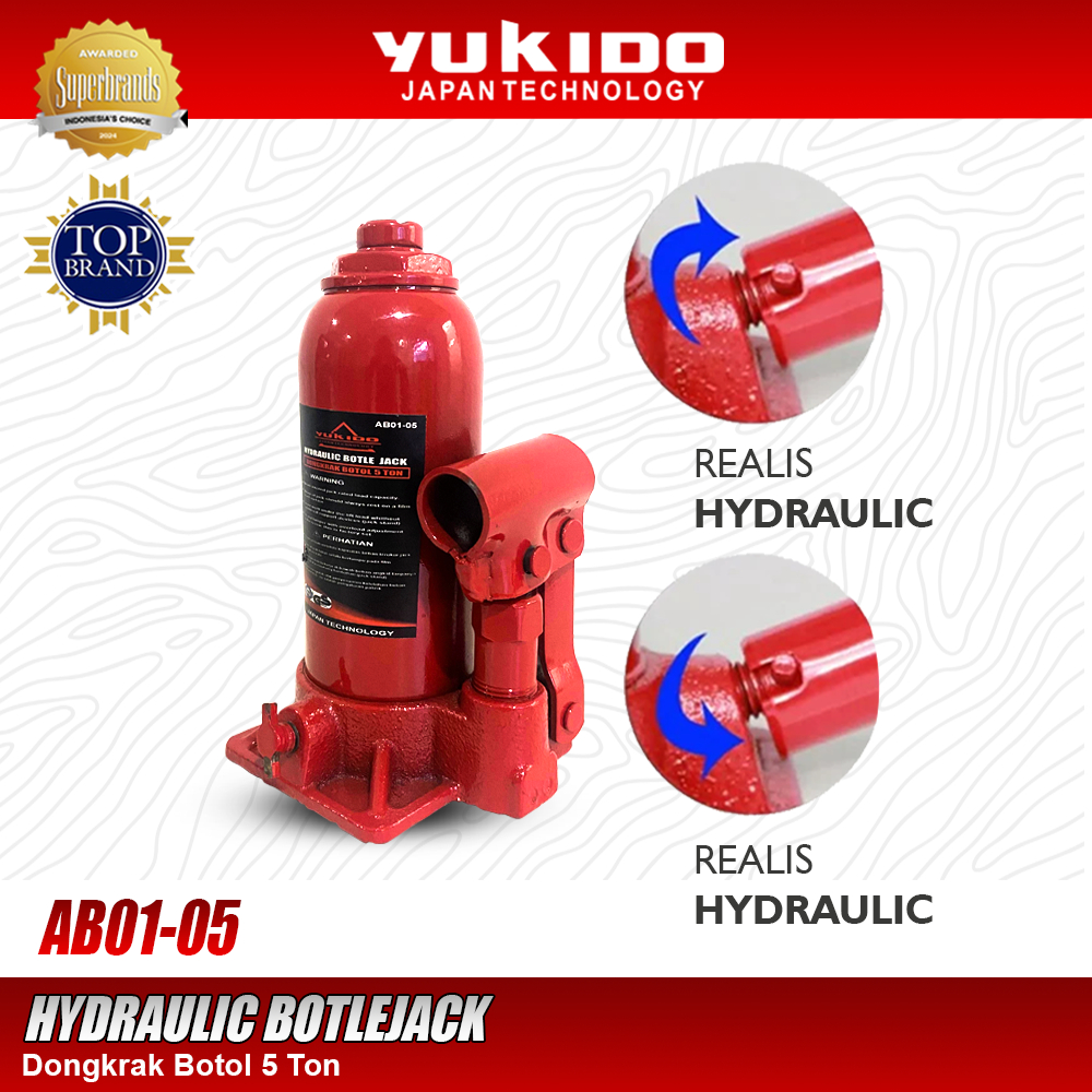 Jual YUKIDO Dongkrak Hidrolik Model Botol 5Ton Alat Pengangkat Beban ...
