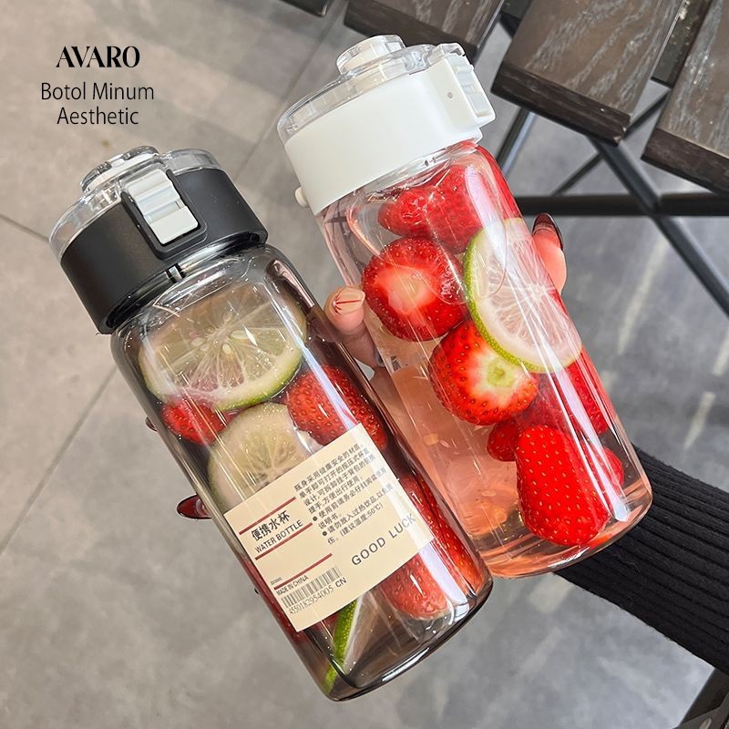 Jual Botol Air Minum Plastik Transparan Bening Estetik Tumbler Kopi Susu Jus Anti Tumpah Bottle ...