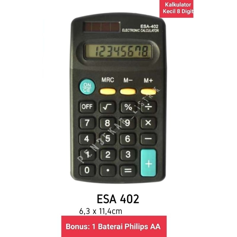 Jual Kalkulator Kecil ESA-402 (Bonus 1 Baterai Philips AA) | Shopee ...