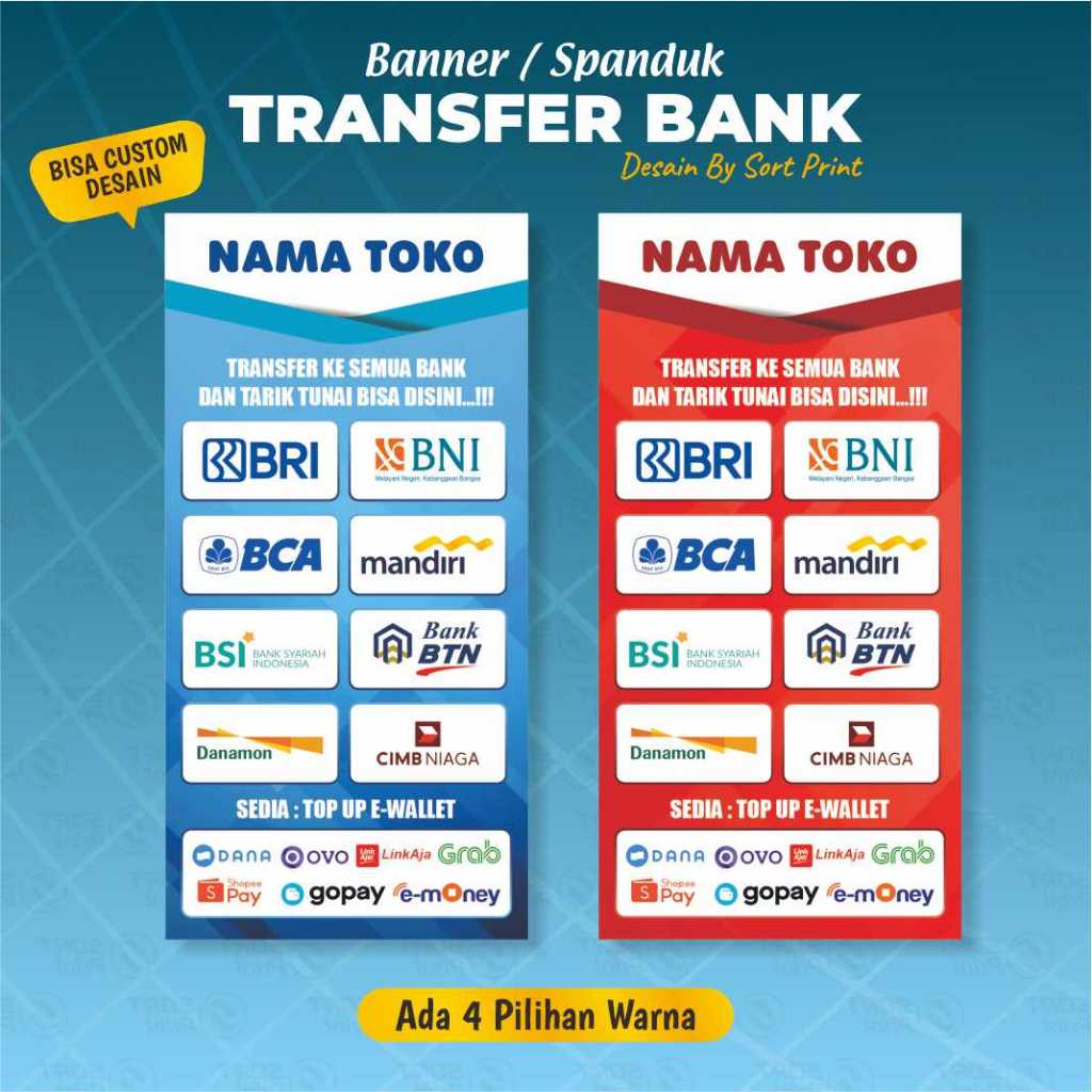 Jual Custom Cettak Banner Transfer Bank, Agen Brilink | Shopee Indonesia