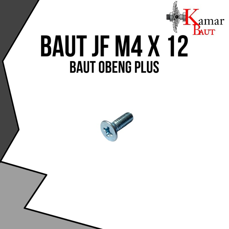 Jual BAUT JF M4 x 12 BAUT MACHINE SCREW BAUT MESIN BAUT OBENG + KEPALA RATA | Shopee Indonesia