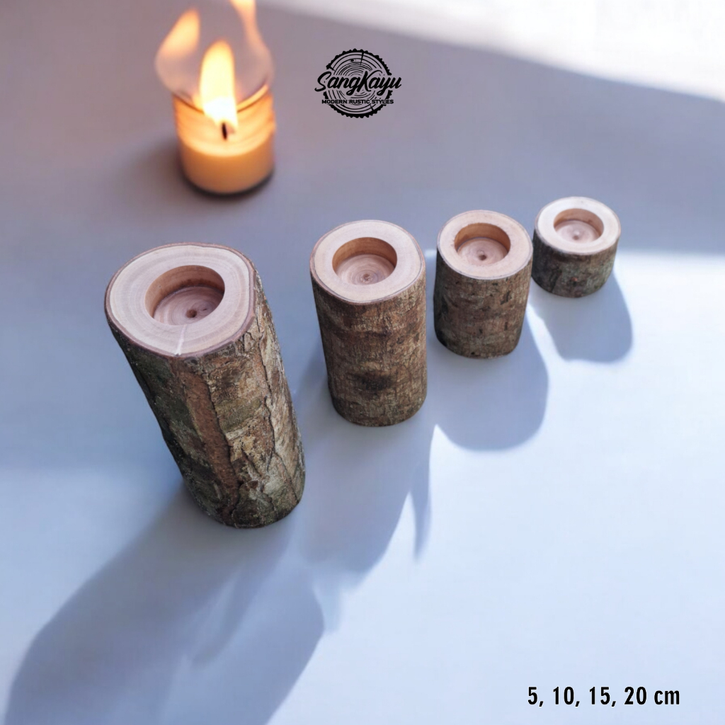 Jual SangKayu Rustic Candle Holder Tea Lights Dekorasi Tempat Lilin ...