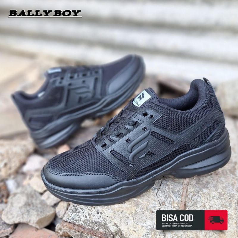 Jual PRODUK TERBARU BALLY BOY SNEAKERS KETS RUNNING HITAM POLOS ...