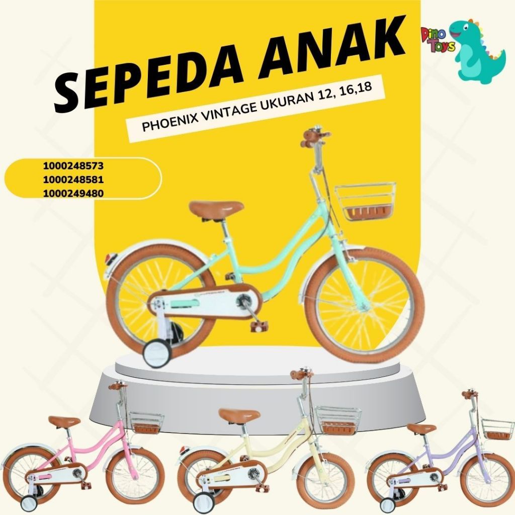 Jual Sepeda Anak NEW PHOENIX VINTAGE Ukuran 12 16 18 Inch Keranjang ...