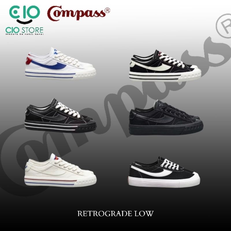 Jual Sepatu Compass Retrograde Low Black White / Cream/White Blue ...
