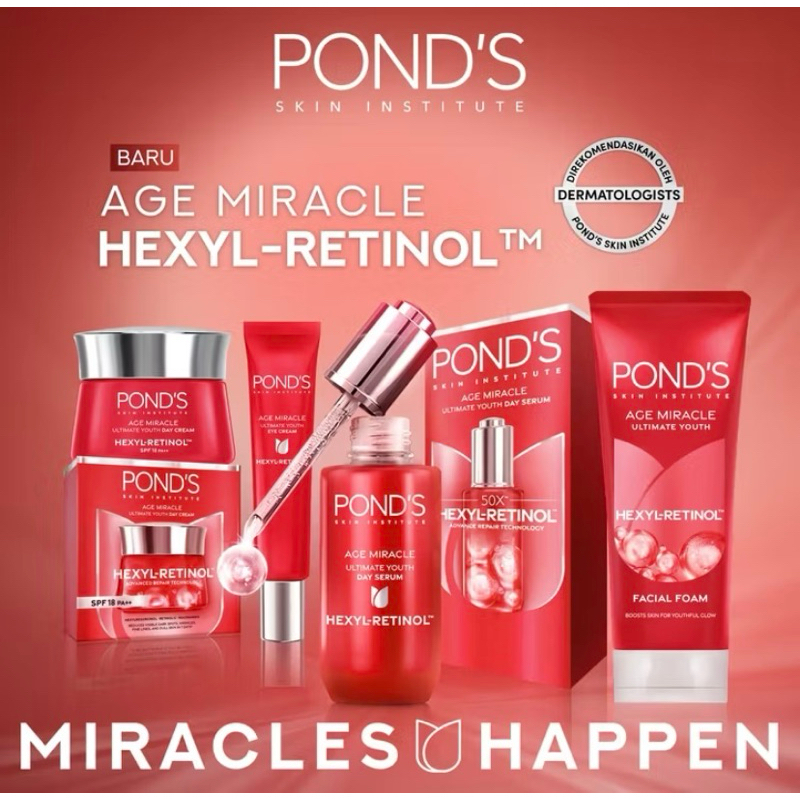 Jual Ponds Age Miracle Facial Wash 100ml / Night 10g 50g / Day 10g 50g ...