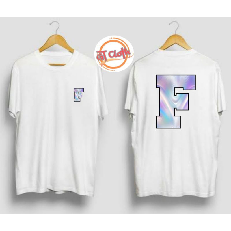 Jual LOGO Inisial Nama Huruf F Hologram Baju Kaos Distro Premiu Pria ...