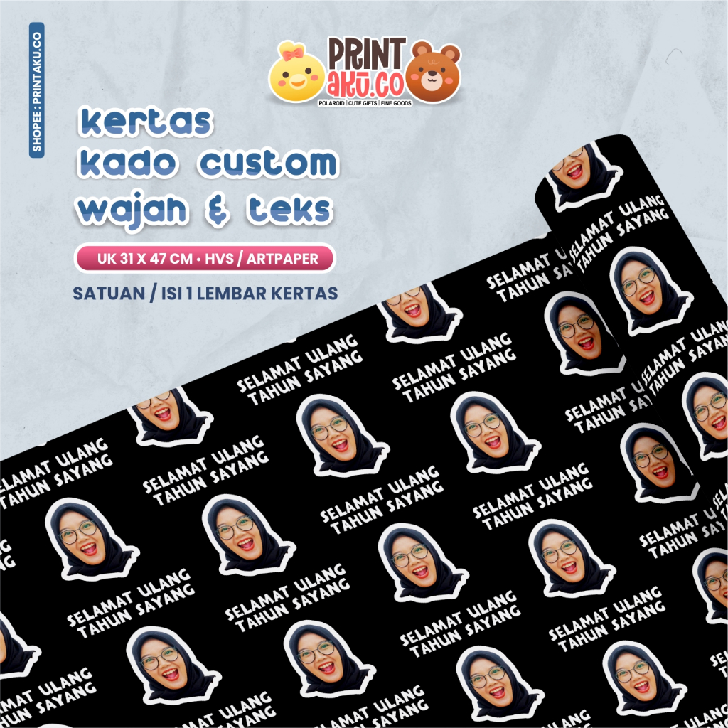 Jual Custom Kertas Kado Wrapping Paper Desain Suka-Suka Pattern (Satuan ...