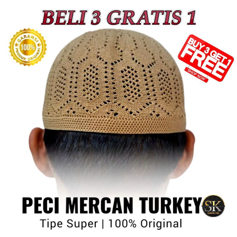 Jual Sarkhan Peci Mercan Turki Soylu / Kopyah Rajut Elastis Dewasa ...
