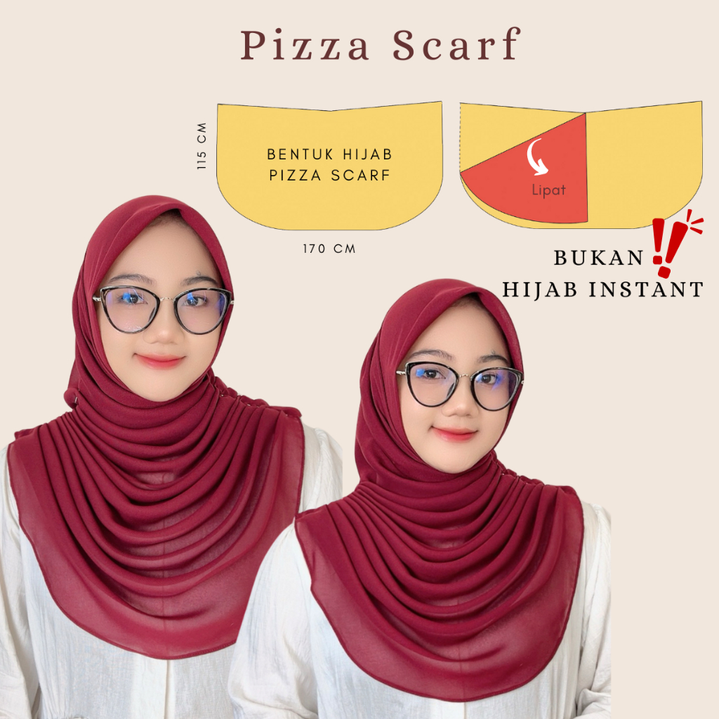 Jual (PIZZA SCARF ) BUKAN DRAPERY INSTAN PASHMINA SHAWL CURVE HIJAB ...