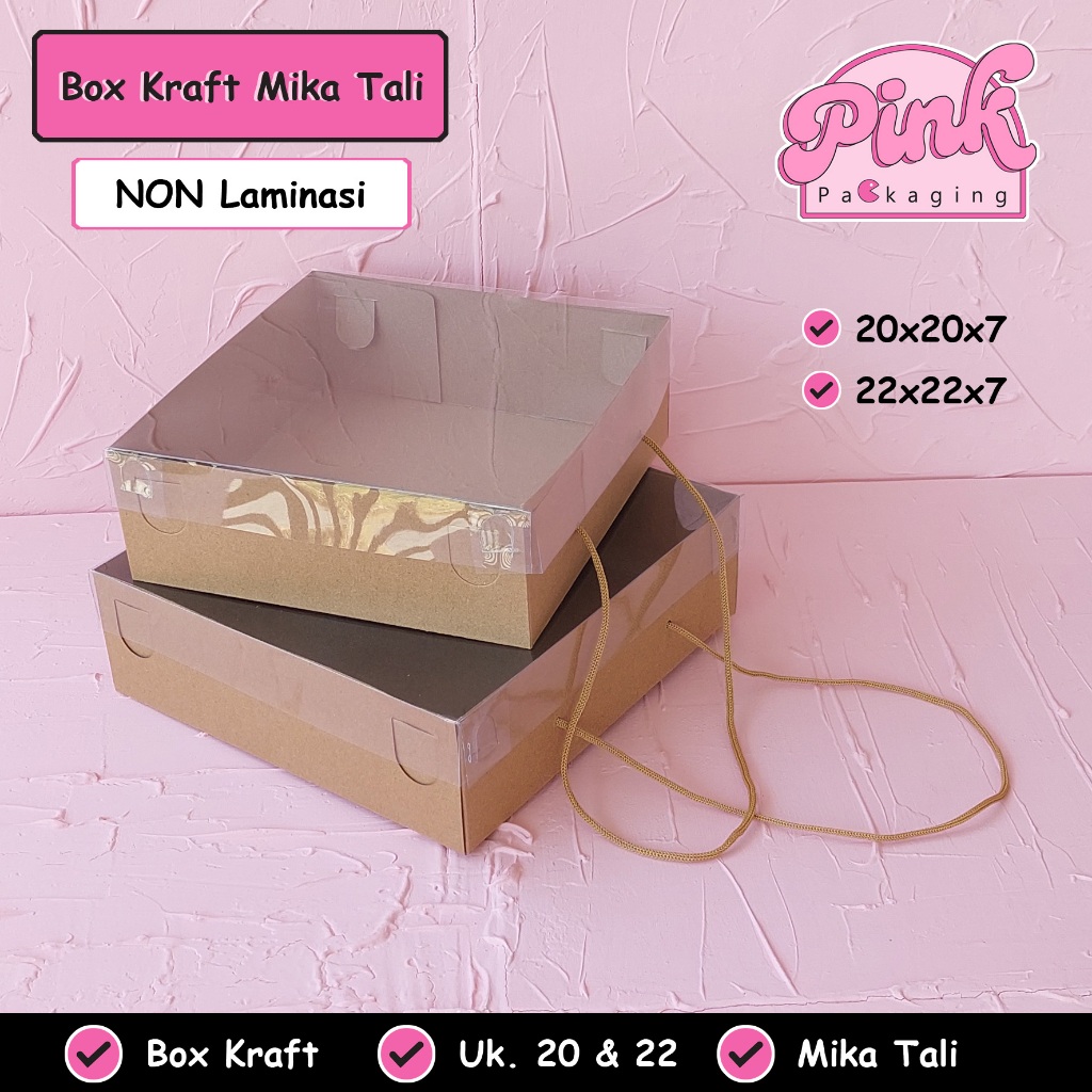 Jual Box Kraft Mika Tali 20x20x7 & 22x22x7 – Kotak Nasi Tumpeng Non ...