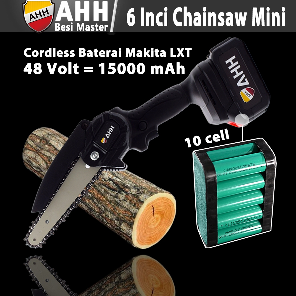 Jual AHH Besi 6 Inci Cordless Chainsaw Mini 48V Gergaji Baterai Gergaji ...