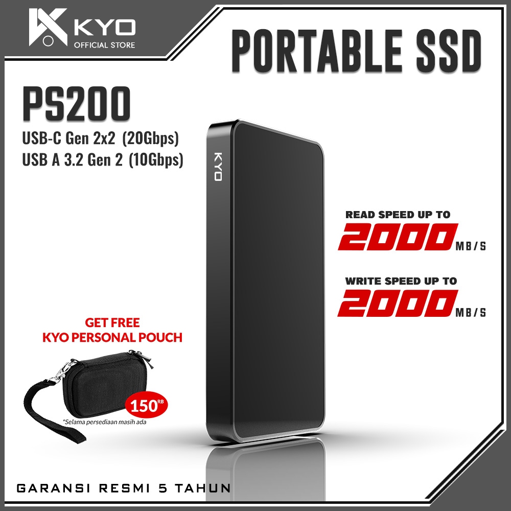 Jual KYO ps200 512GB 1TB 2TB Portable SSD USB 3.2 Gen 2 x2 TYPE C ...