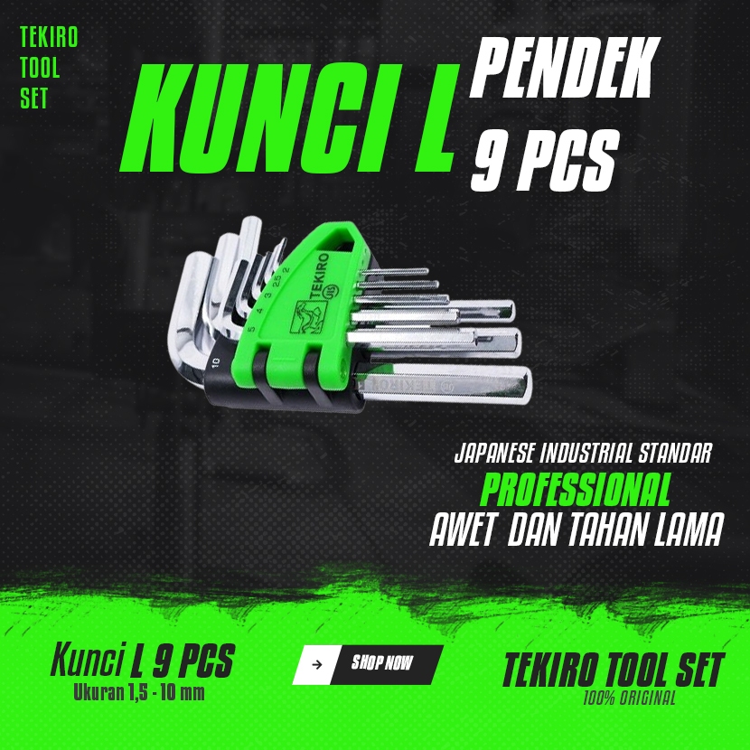 Jual Kunci L Set Lengkap Pendek Tekiro Ballpoint 9 PCS Elektronik Set ...