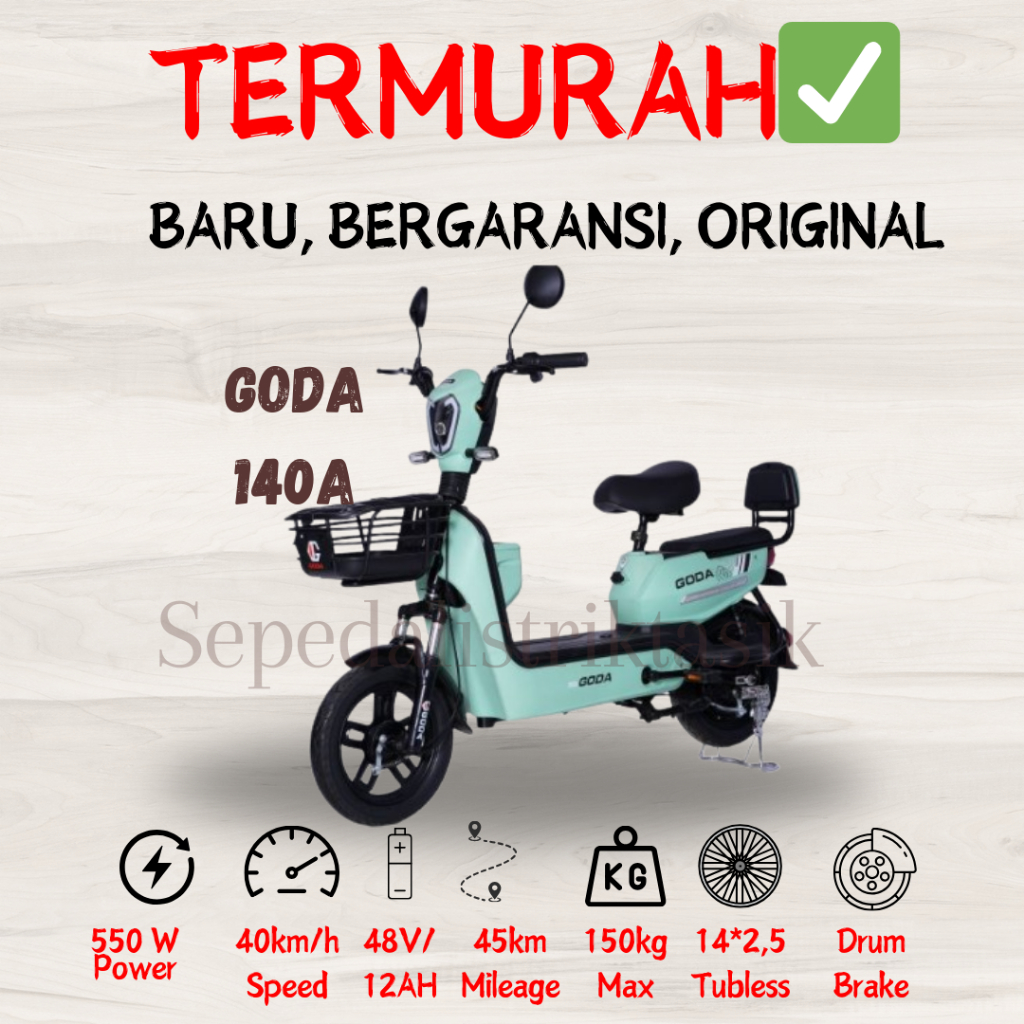 Jual SEPEDA LISTRIK GODA 140A / 140A - ORIGINAL - GARANSI RESMI ...