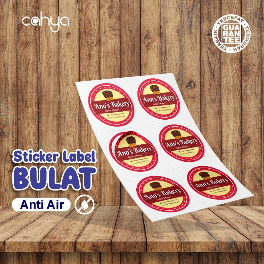 Jual Cetak Stiker Label Makanan Minuman Merchandise Bulat Vinyl Anti ...