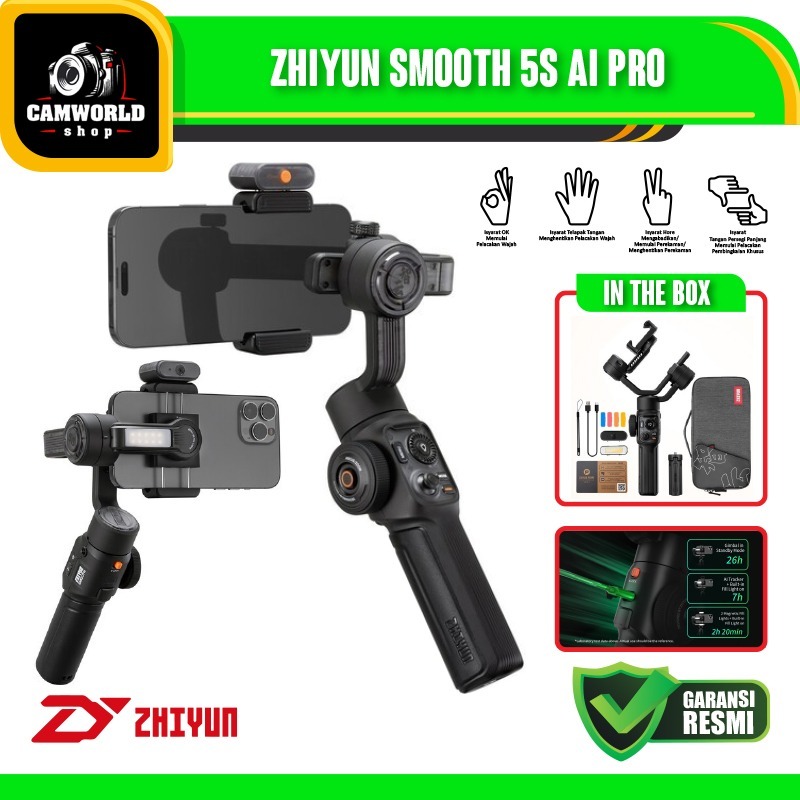 Jual Zhiyun Smooth 5S AI Pro 3-Axis Smartphone Gimbal Stabilizer ...