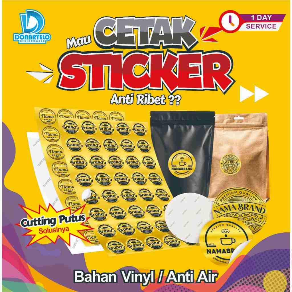 Jual Cetak Sticker Label A3+ Cutting Stiker Vinyl Glossy Sticker ...