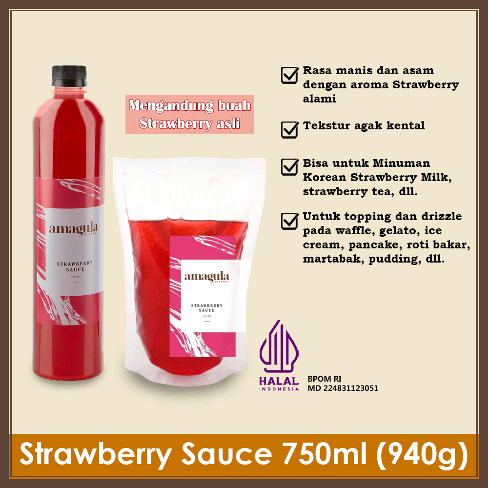 Jual AMAGULA STRAWBERRY SAUCE – SIRUP DAN SAUS STRAWBERRY AMAGULA 750ML ...