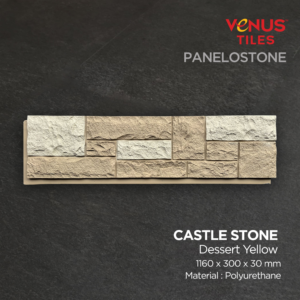 Jual PU STONE WALL PANEL MOTIF BATU VENUS CASTLE STONE DESSERT YELLOW ...