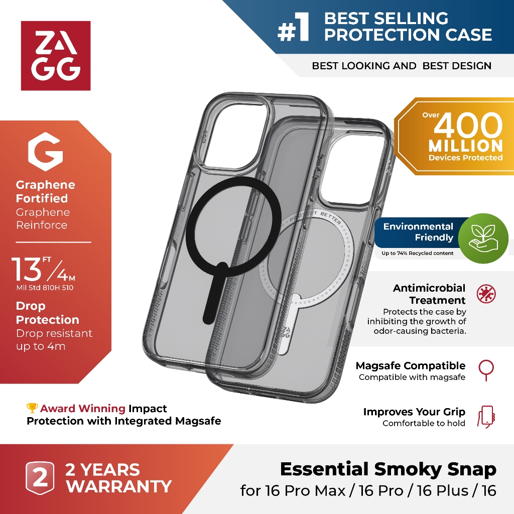 Jual ZAGG Magsafe Case iPhone 16 Pro Max / 16 Pro Essential Smoky Snap ...