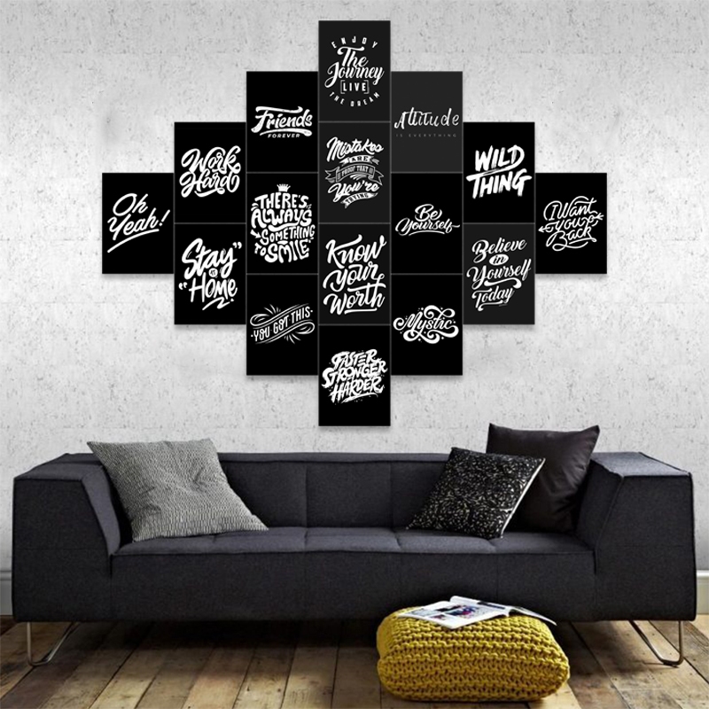 Jual (isi 16pcs) poster dinding aesthetic tema qoutes black desain ...