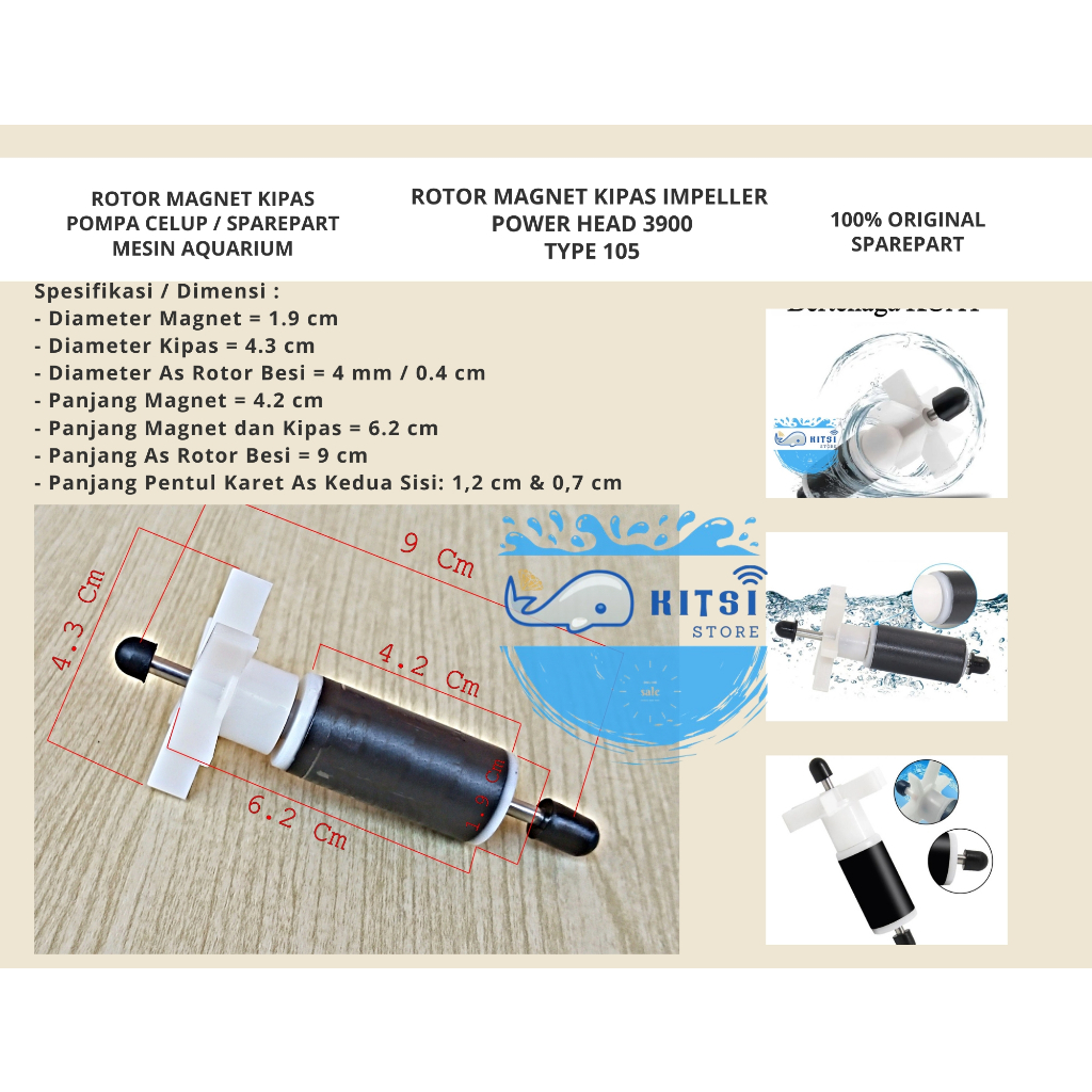 Jual NS 105 / Rotor Magnet Kipas Impeller Sparepart Pompa Celup ...