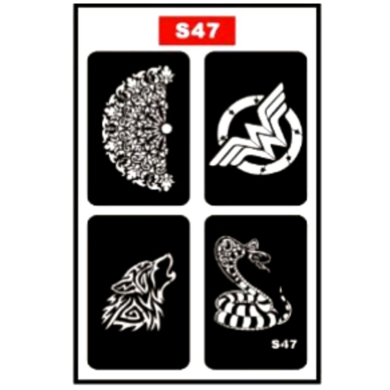 Jual Cetakan henna lengan tangan tatto ular dan srigala banyak motif ...