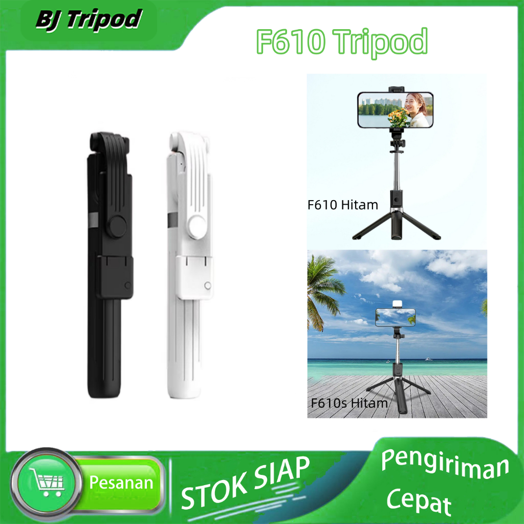 Jual BJ F610 Tripod Tongsis Bluetooth Selfie Stick 1.7METER / TONGSIS F610 WITH LED LAMPU LIGHT ...