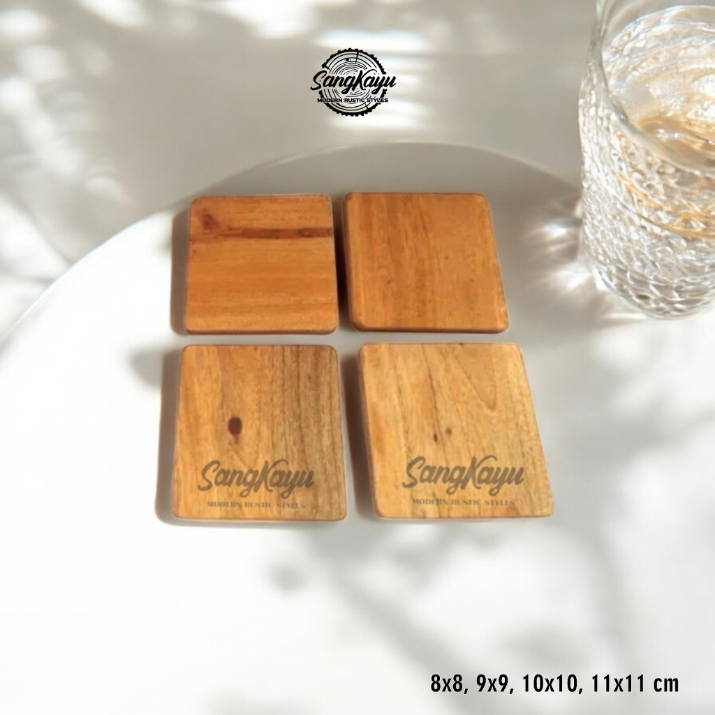 Jual SangKayu Natural Wooden Coasters 10 cm Tatakan Gelas Kayu Alami ...