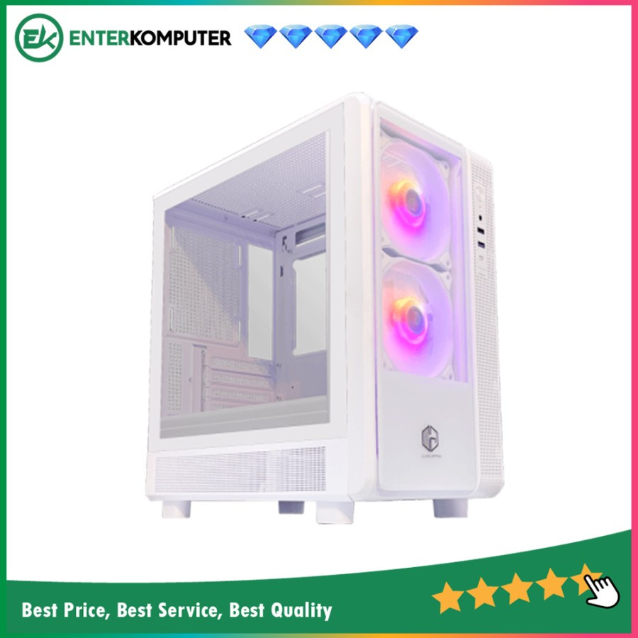 Jual CUBE GAMING RETRO GLASS WHITE - mATX Gaming Case - All White Inside - Left & Front Side ...