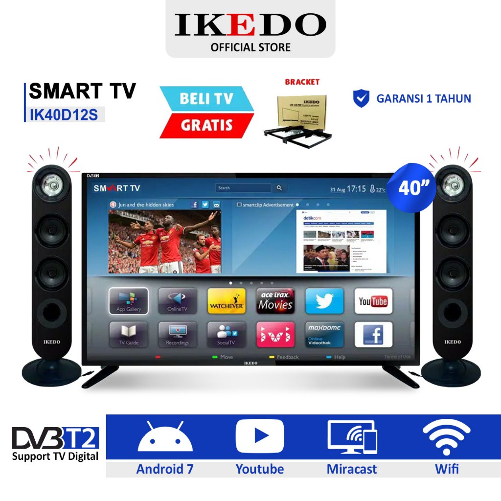 Jual (GRATIS PACKING KAYU) Smart TV 40 INCH Android TV IKEDO IK-40D12S ...