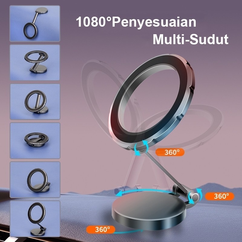 Jual Magnetic Handphone Phone Holder Car Rotasi Rotation Folded Lipat ...