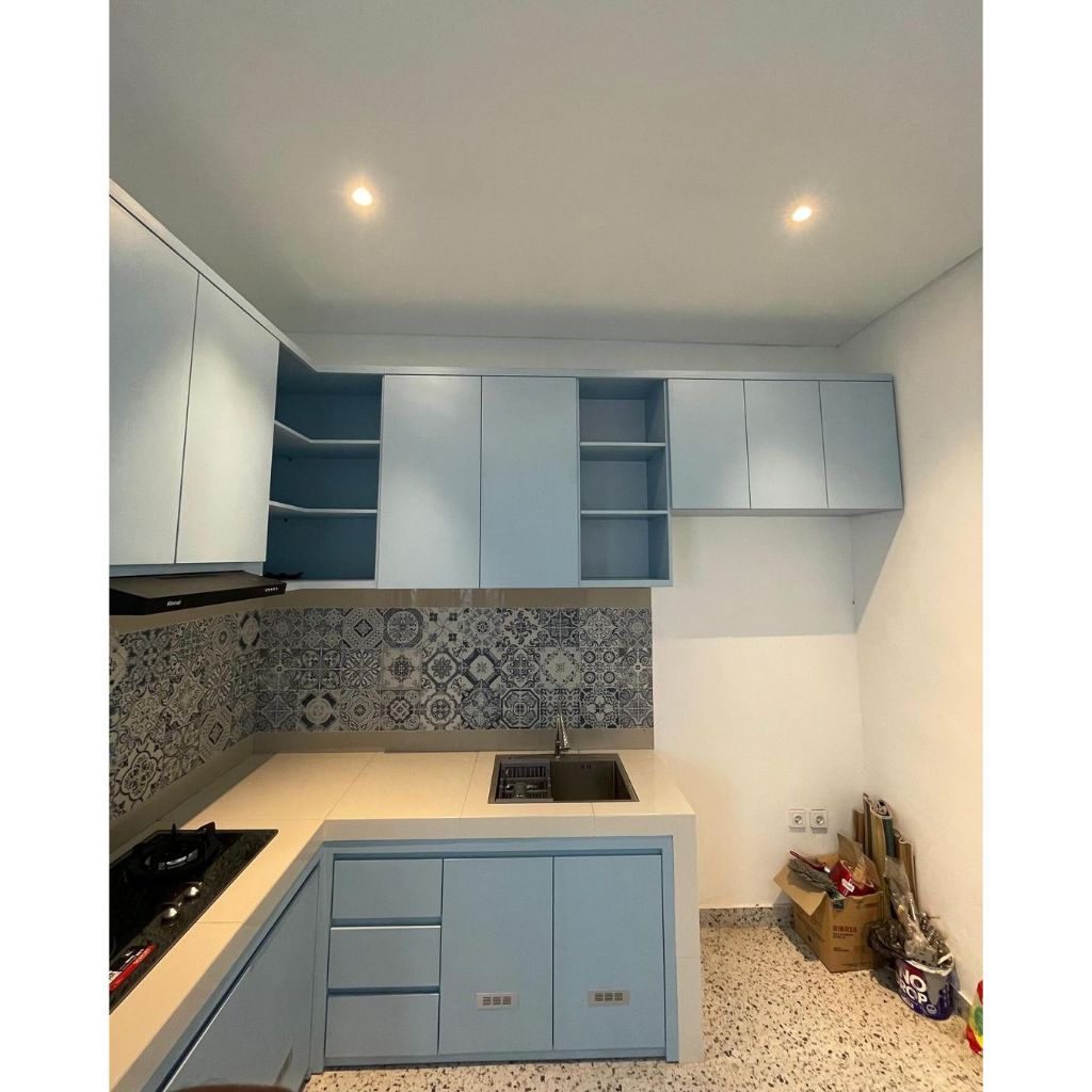 Jual Kitchen set custom warna biru soft cakep | Shopee Indonesia