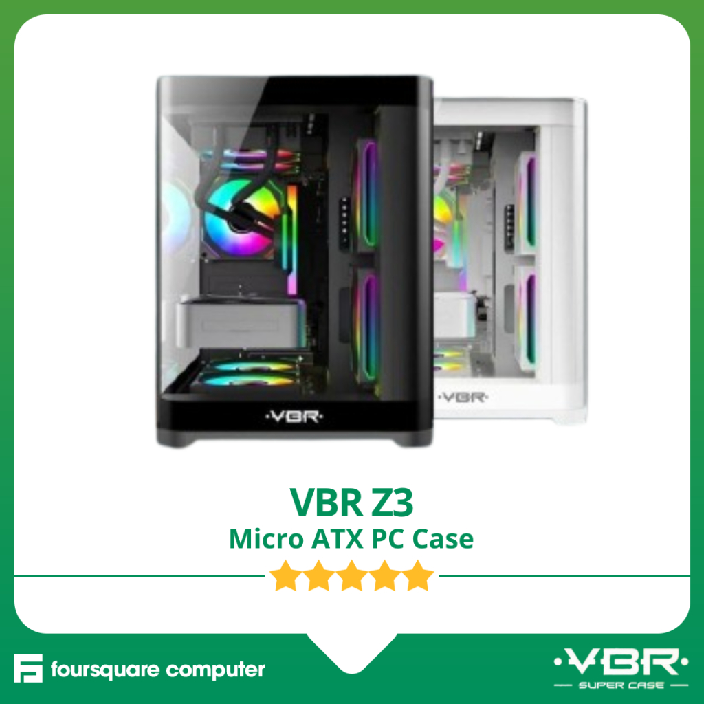 Jual VBR Z3 Modern Curve Dual Chamber White & Black PC Casing M-ATX CPU ...