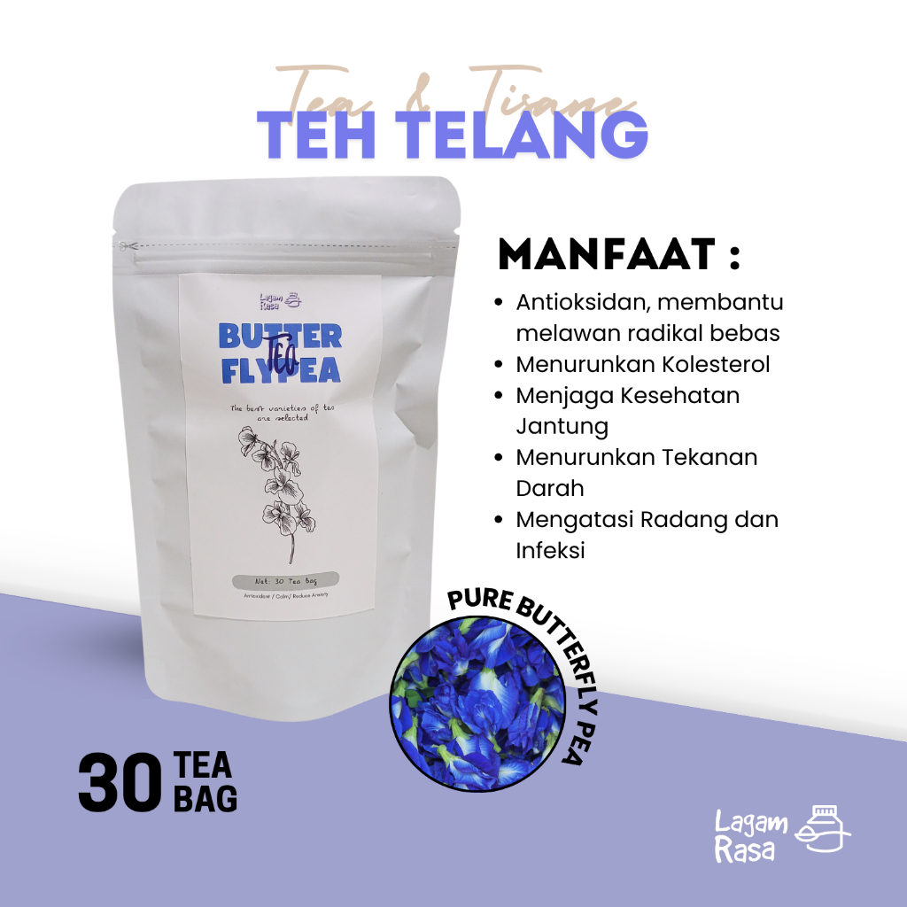 Jual Teh Bunga Telang Butterfly Pea Tea Premium Organik Lagam Rasa ...