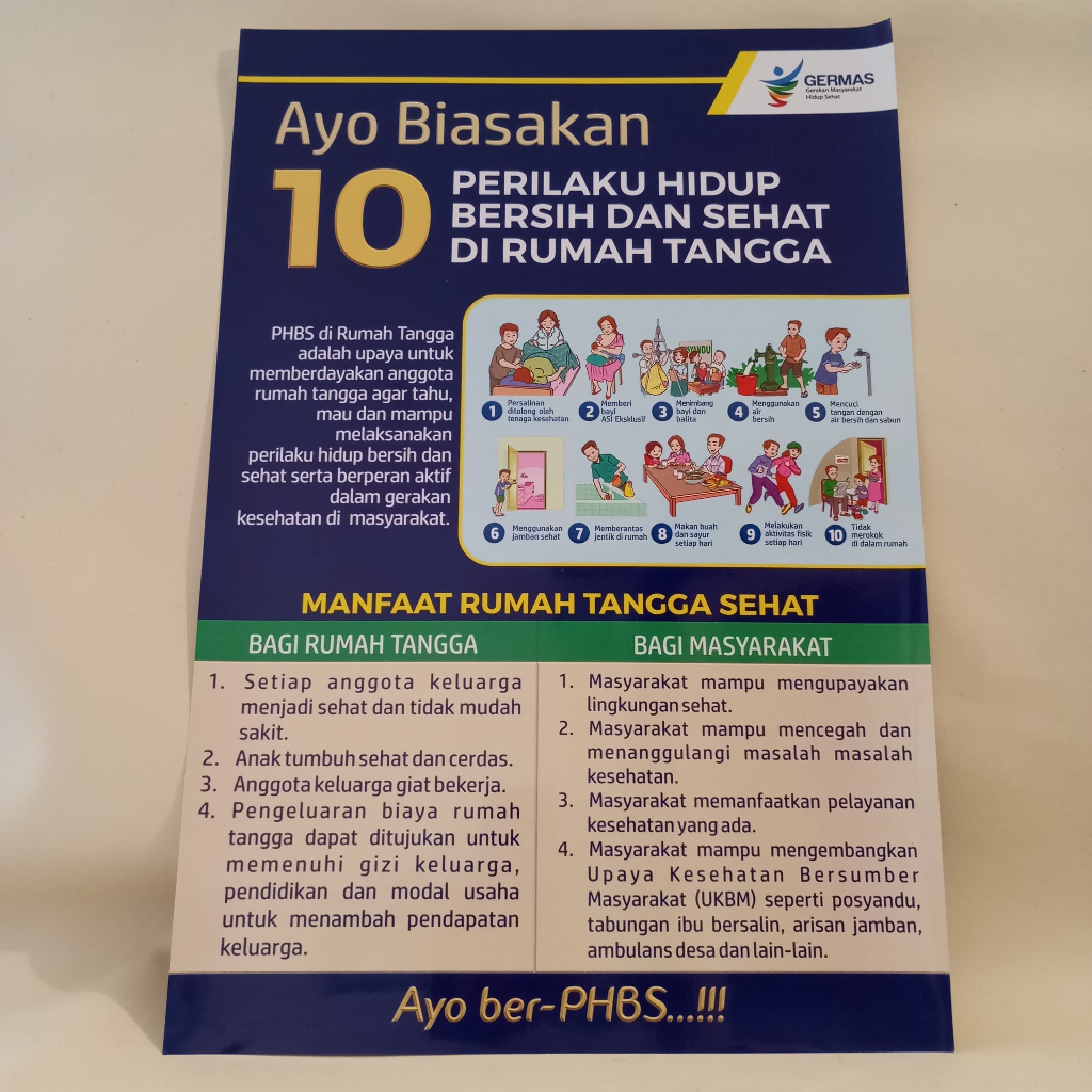 Jual Poster 10 Perilaku Hidup Bersih dan Sehat di Rumah Tangga | Poster ...