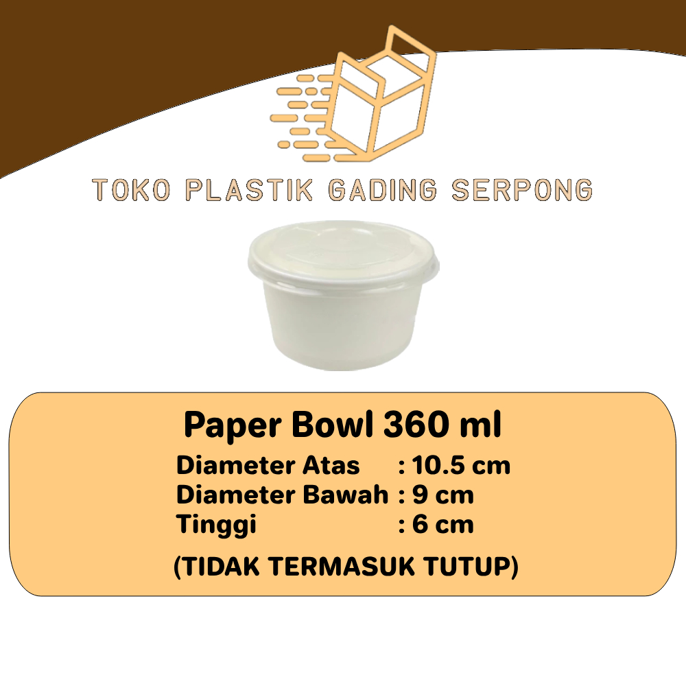Jual Paper Bowl Semua Ukuran + Tutup / Mangkuk Kertas Ukuran 360ml ...