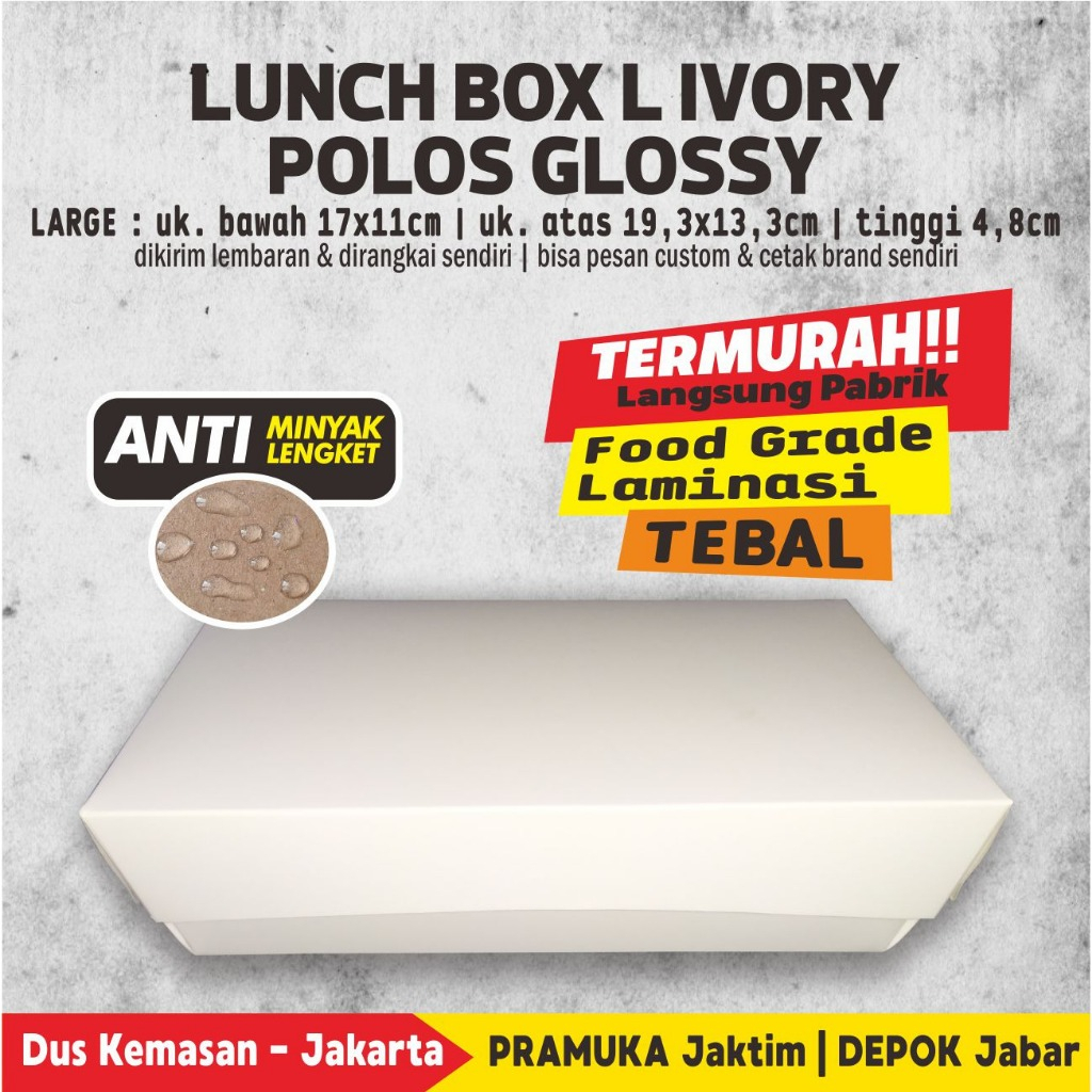 Jual Paper Lunch Box L POLOS IVORY ANTI MINYAK Foodgrade | Shopee Indonesia