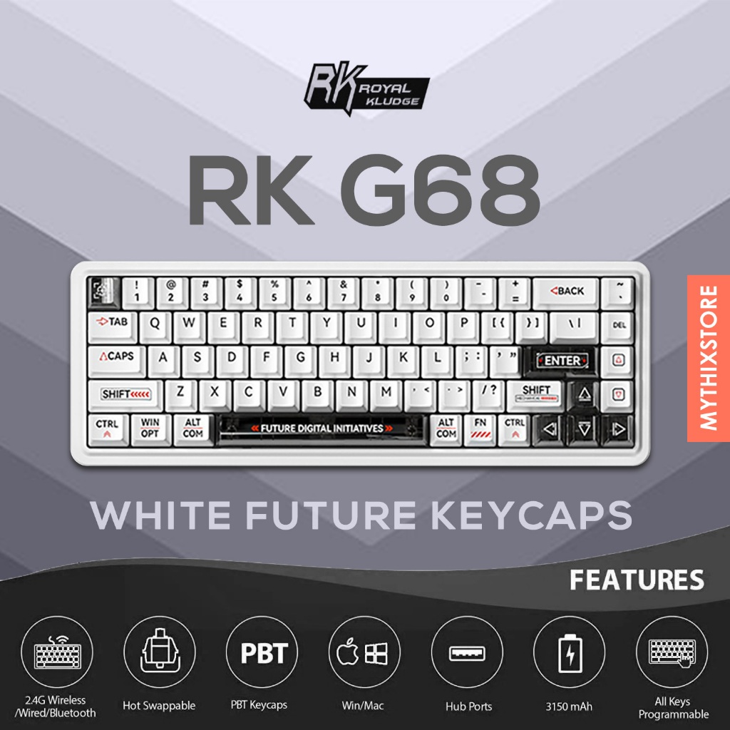 Jual Royal Kludge RK G68 Wireless Mechanical Gaming Keyboard RK837 RGB 3 Mode Universal Hotswap ...