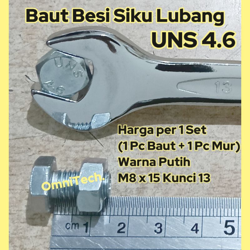 Jual Baut Mur Putih Hex BMP Besi Siku Rak Lubang 8x15 M8x15 Putih M8 x 15 mm 8 x 15 K13 Kunci 13 ...