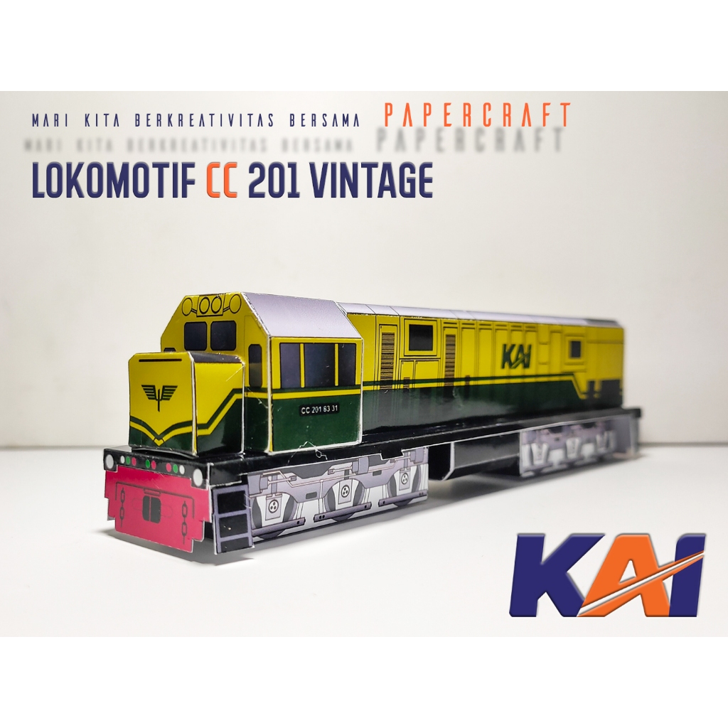 Jual 3D Papercraft Kereta Api Indonesia Lokomotif CC 201 Vintage Pola ...