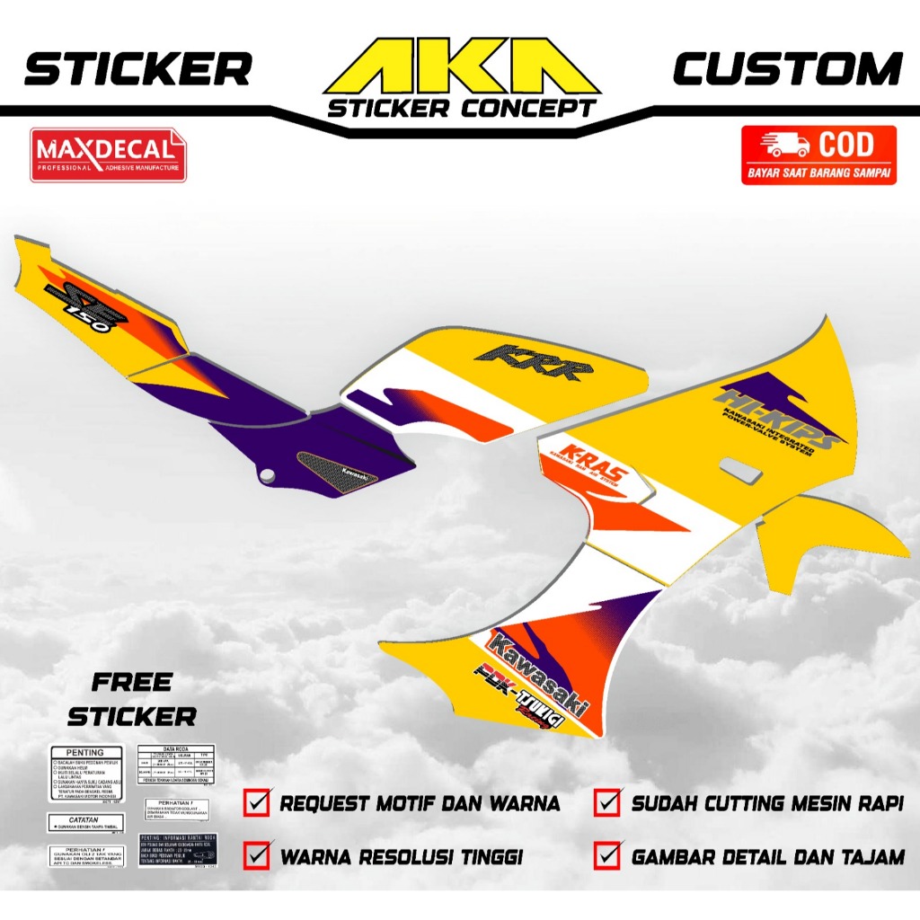 Jual Sticker striping Kawasaki Ninja KRR SSR SE transparan maxdecal ...