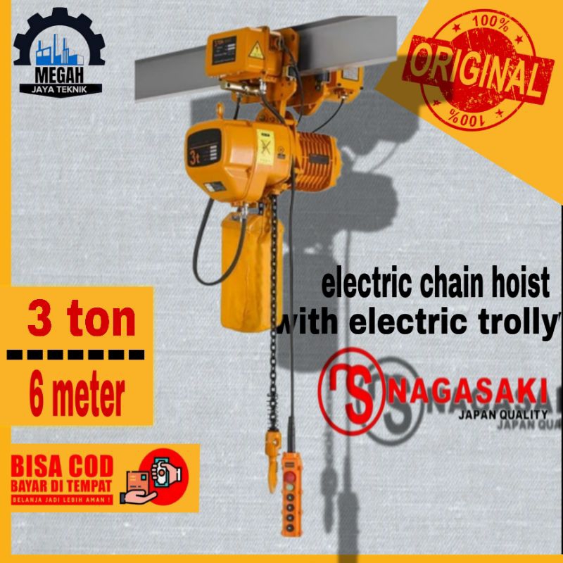 Jual ELECTRIC CHAIN HOIST KAPASITAS 3 TON × RANTAI 6 MTR, 12 MTR 380V/3 ...