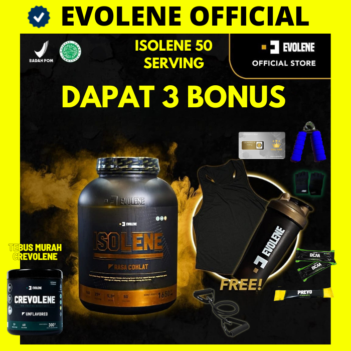 Jual ISOLENE 50 SERVING EVOLENE 1.65 KG WHEY PROTEIN ISOLATE BPOM HALAL ...