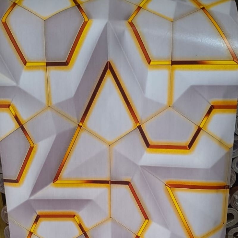 Jual Wallpaper Sticker Dinding GEOMETRIC PUTIH LIST GOLD CY Dekorasi ...