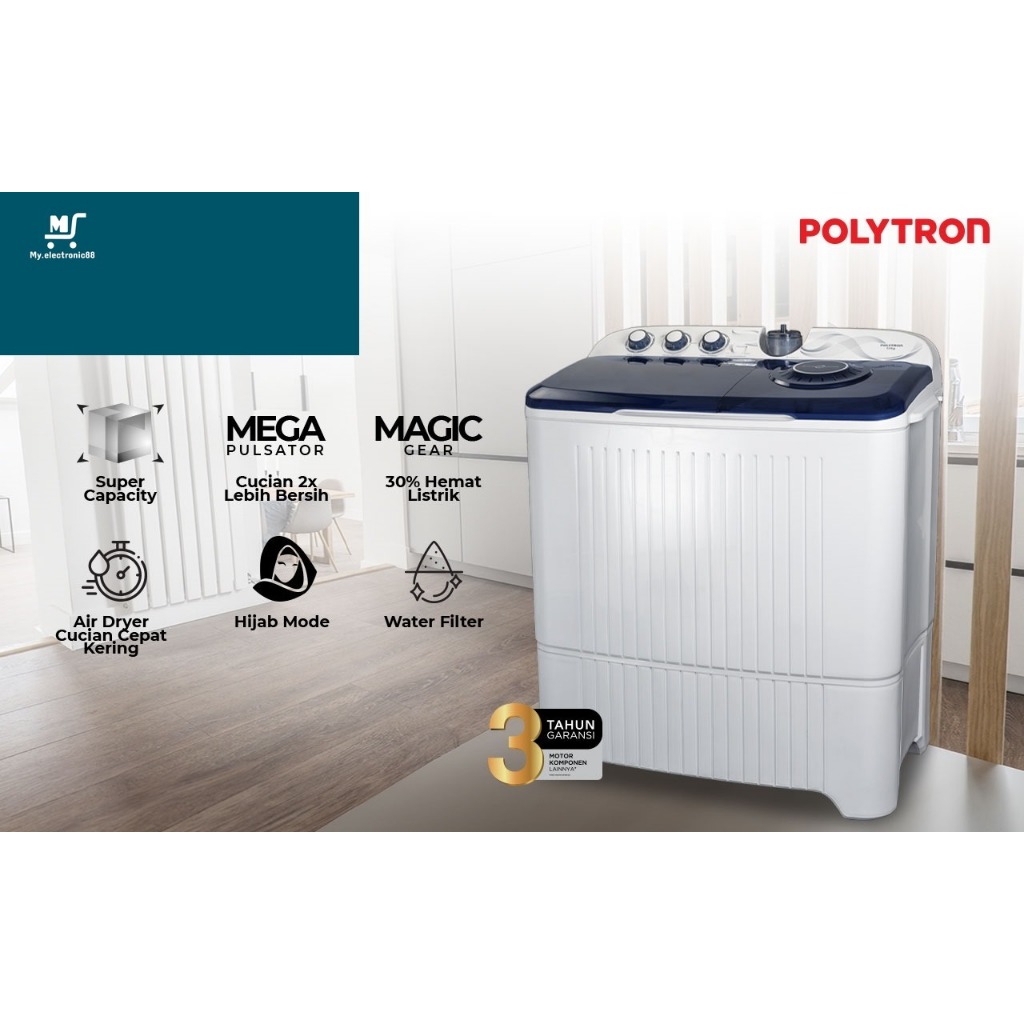 Jual POLYTRON MESIN CUCI 2 TABUNG 14KG (PWM 1403 B) | Shopee Indonesia