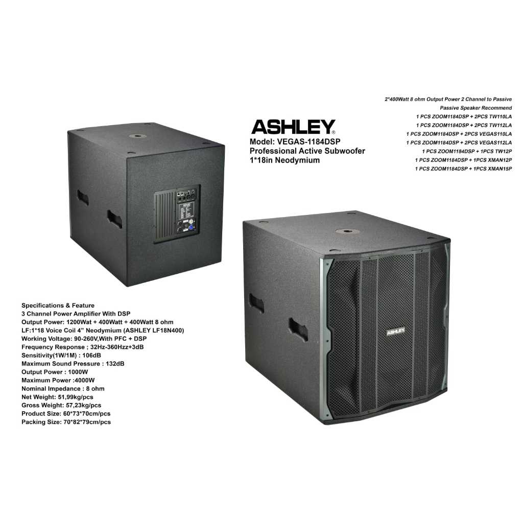 Jual SUBWOOFER ASHLEY VEGAS 1184DSP / 1184 DSP 18 INCH Original ...
